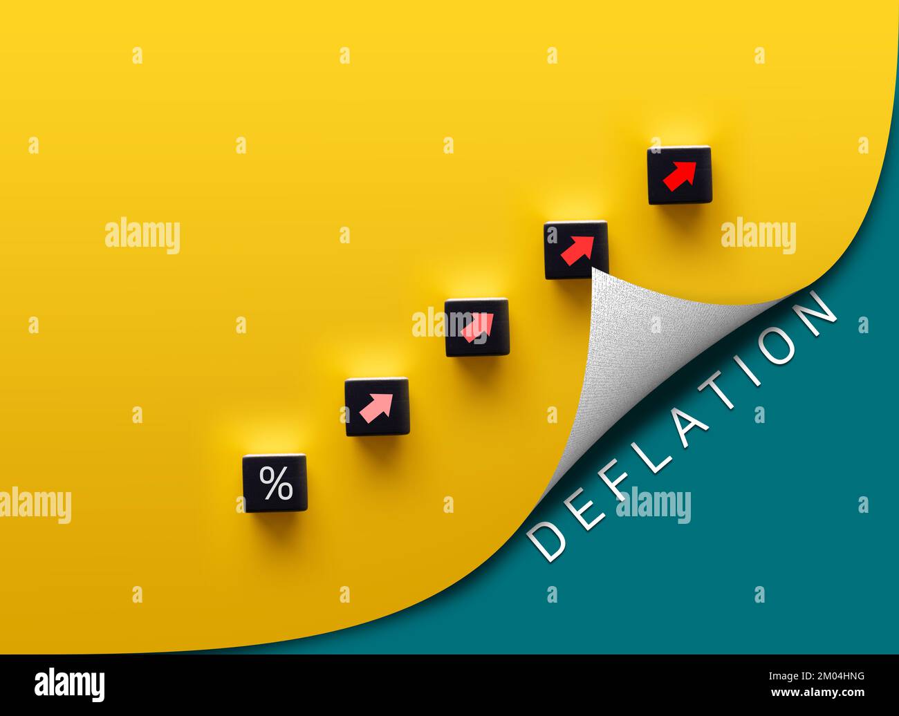 The concept of inflation and deflation, the red graph arrow, the ...