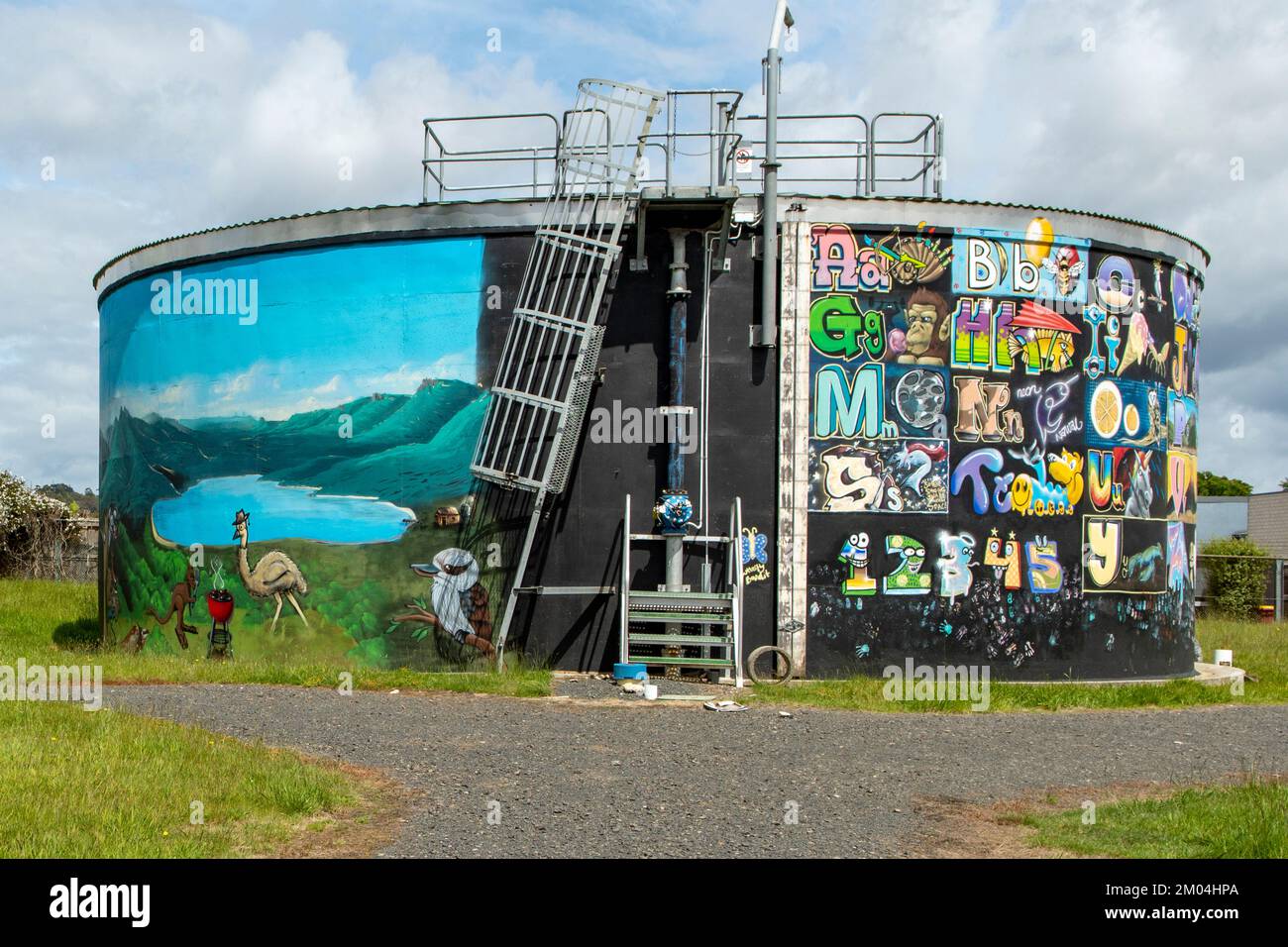 Water Tank Art, Launceston, Tasmania, Australia Stock Photo - Alamy