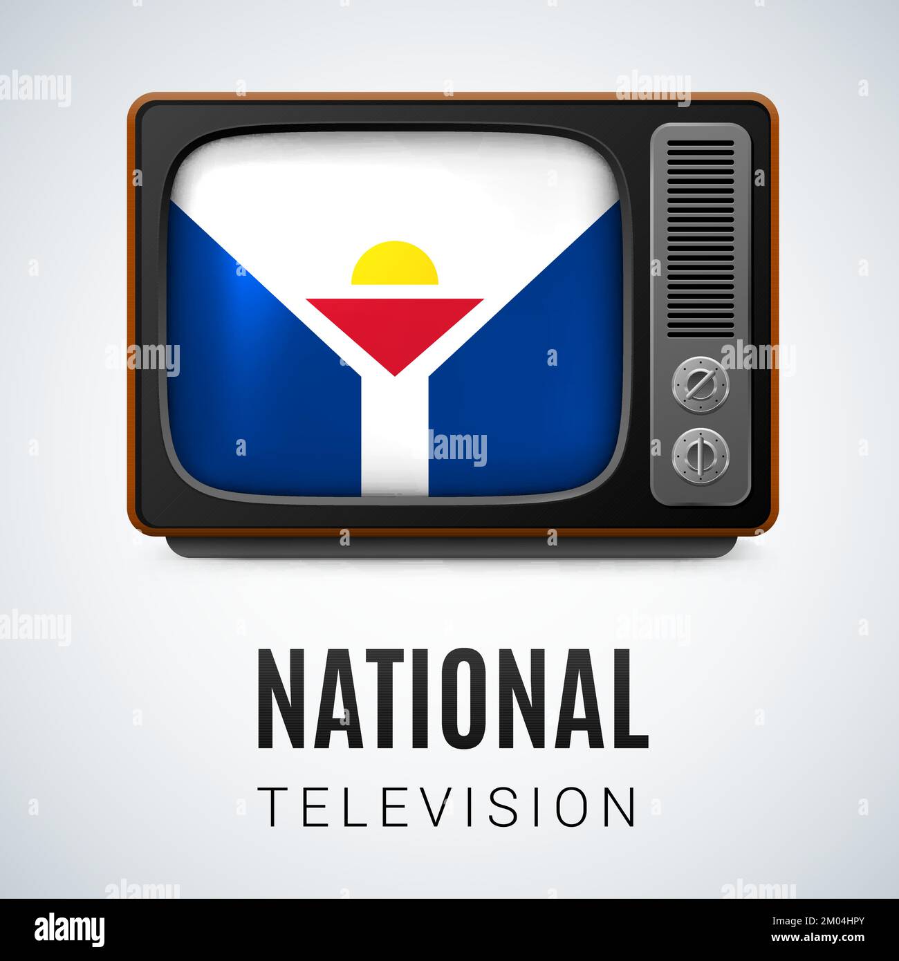 Vintage TV and Flag of Saint Martin as Symbol National Television. Tele ...