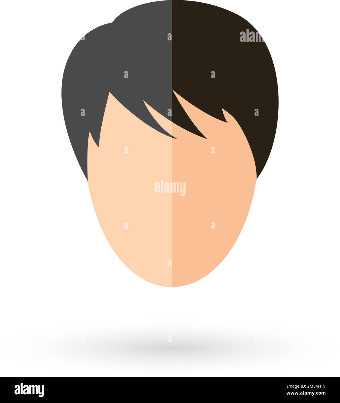 Male Faceless Person Avatar Icon with Black Hairstyle. Isolated ...