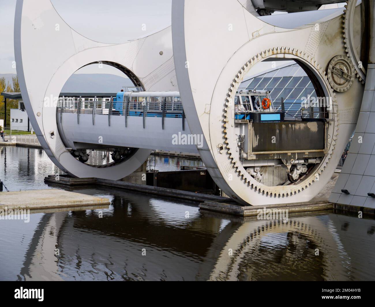 Falkirk Wheel, Scotland. Taken on 12 October 2009. Lift to carry canal ...