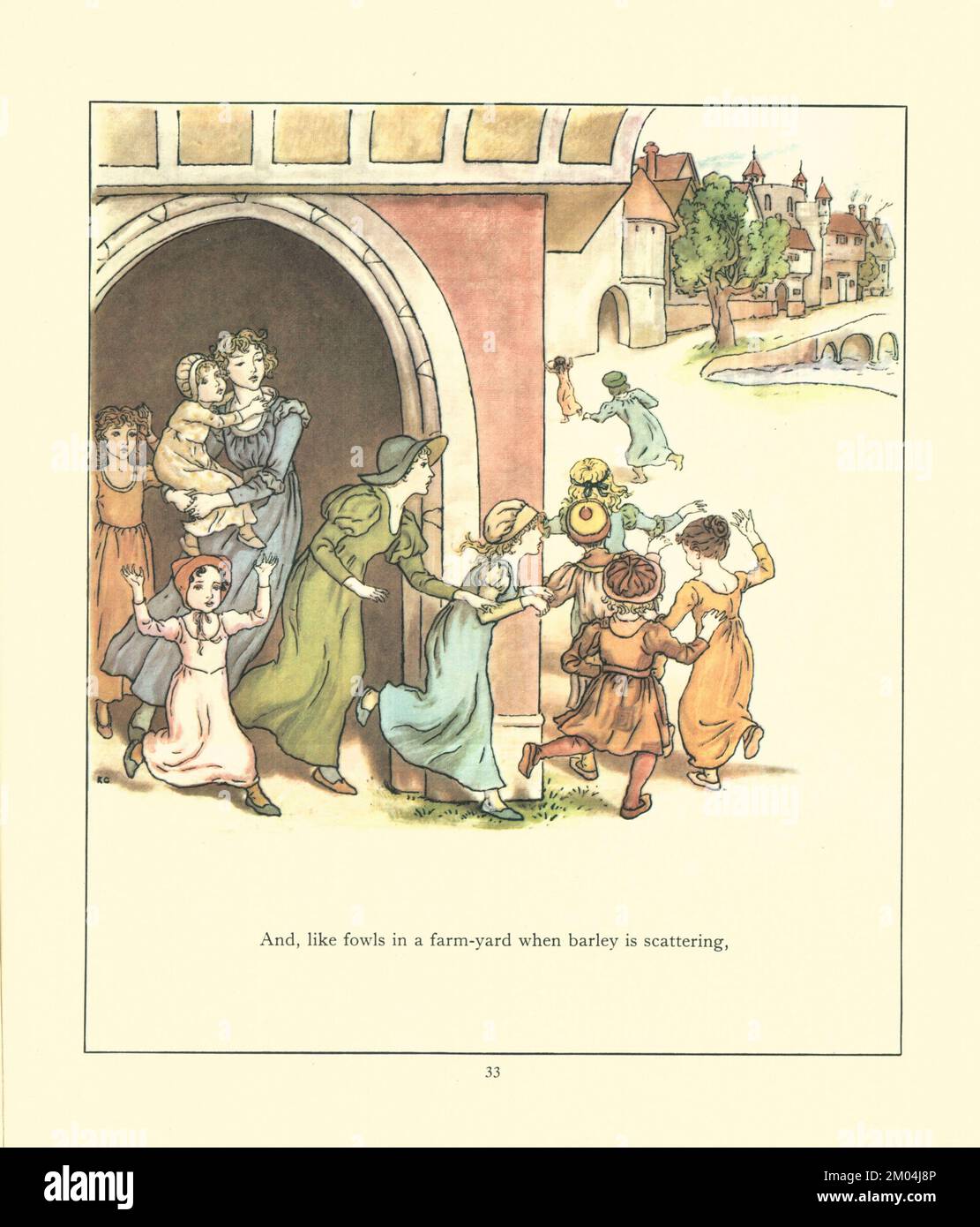 Like fowls in a barn-yard when barley is scattering Illustrated by KATE ...