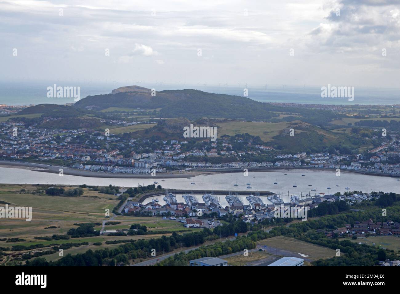 Deganwy marina views from Conwy mountain Stock Photo - Alamy