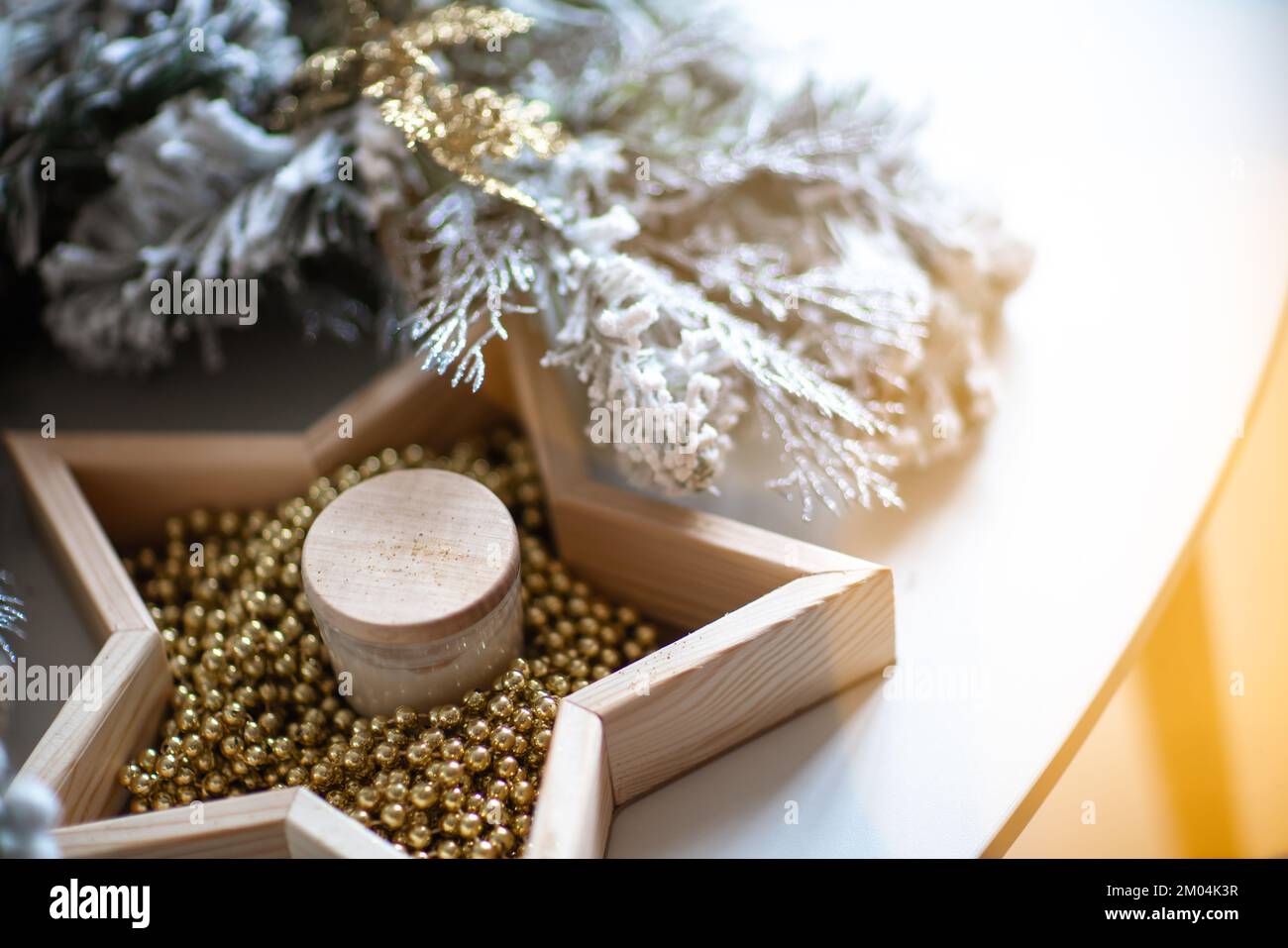 Christmas star decor on the table Stock Photo - Alamy