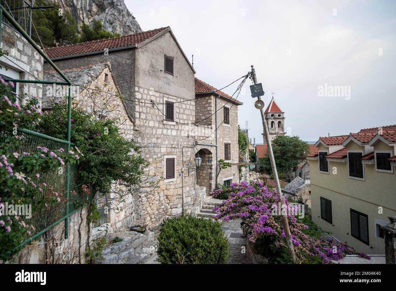 Omis, Croatia-August 18th, 2022: Medieval town of Omis, located under ...