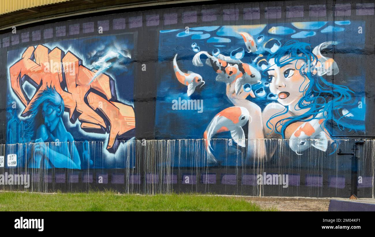 Water Tank Art, Mt Stuart, Hobart, Tasmania, Australia Stock Photo - Alamy