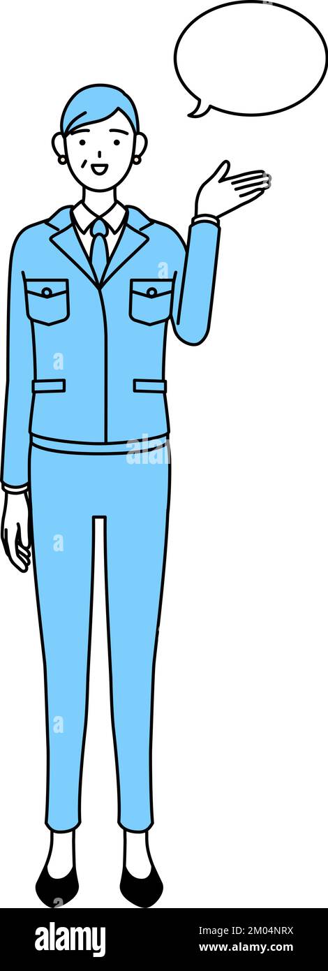 Management, managers, plant manager, a senior woman in work wear giving ...