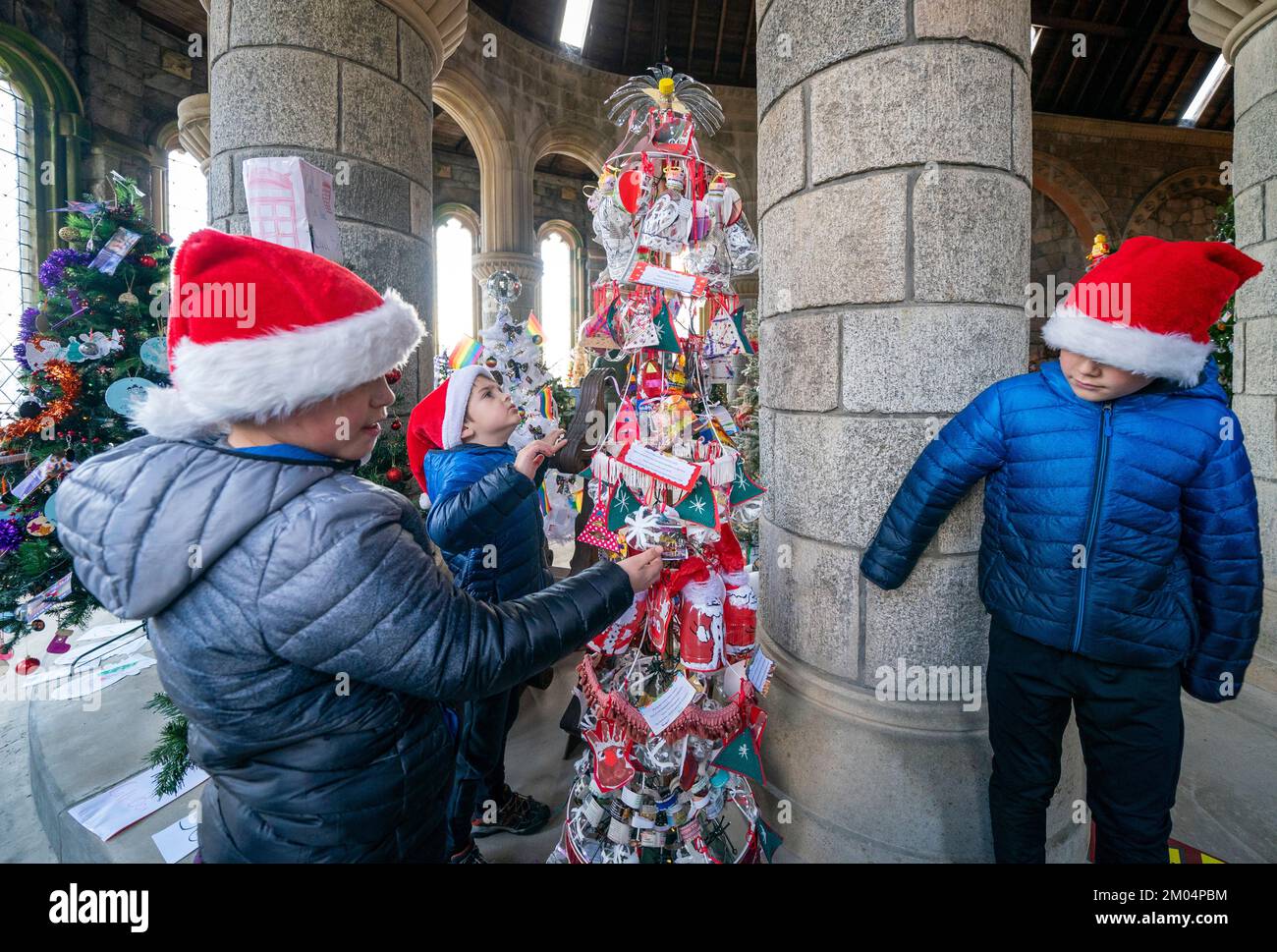 Thomas Davies (left) age 11, with his brothers Finlay Davies (centre ...