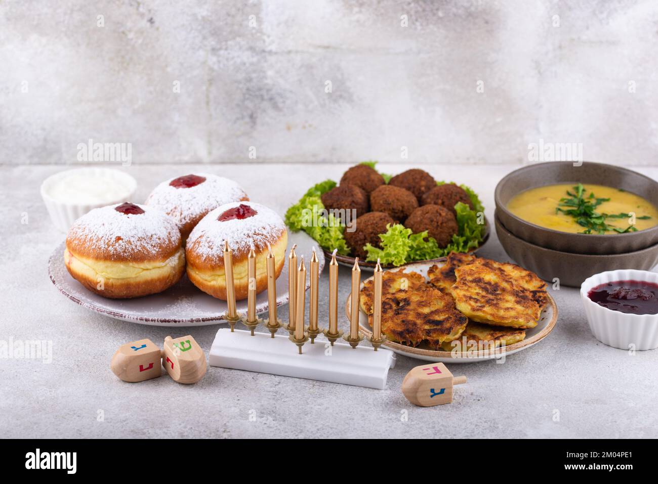 Traditional Jewish holiday Hanukkah food Stock Photo - Alamy