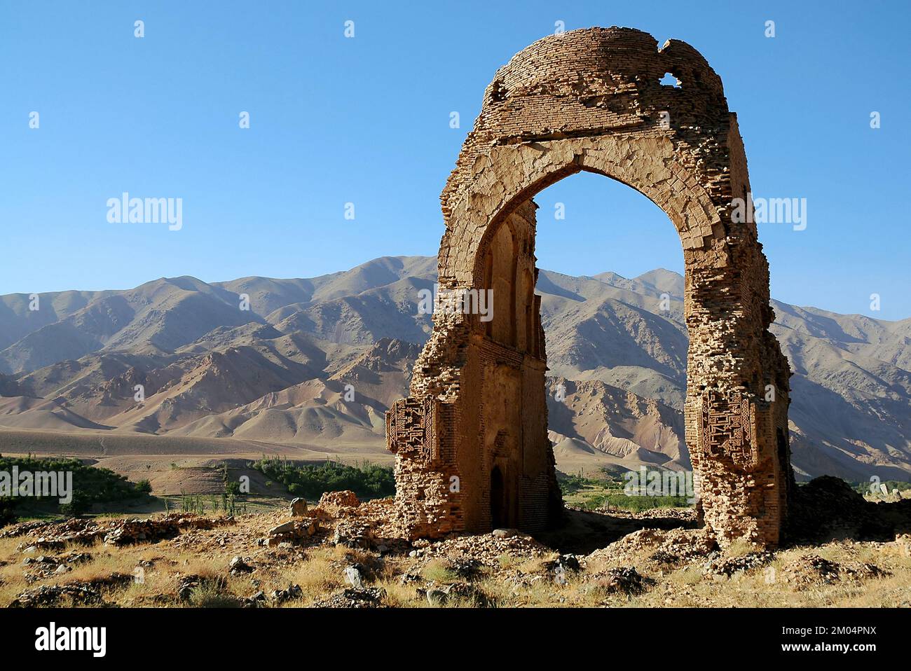 Chisht-e-Sharif, Herat Province, Afghanistan. One of two brick domes ...