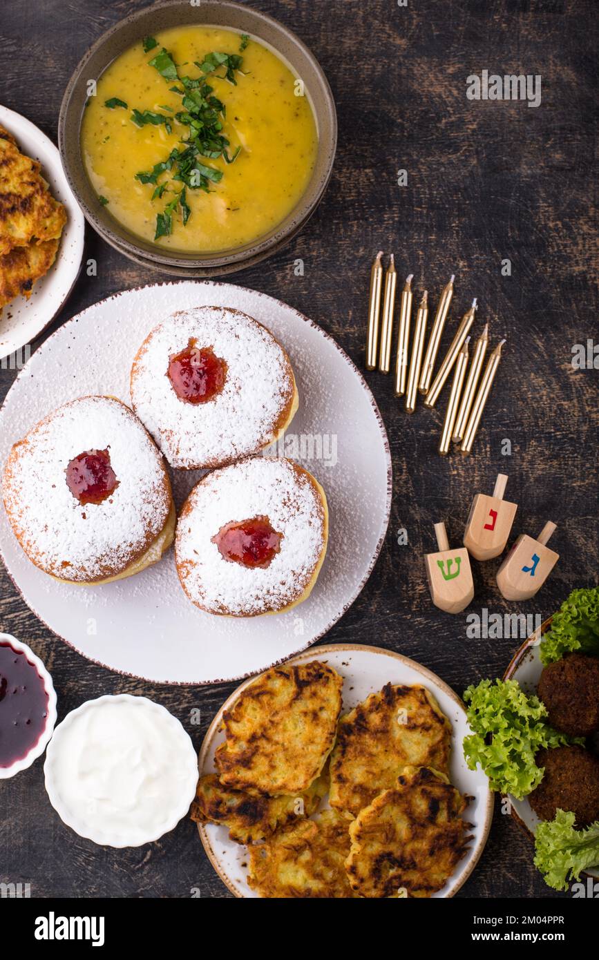 Traditional Jewish holiday Hanukkah food Stock Photo - Alamy