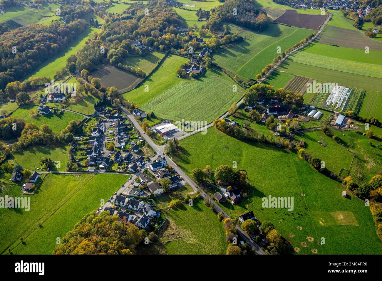 Aerial view, volunteer fire department Wetter new fire station, Esborn ...