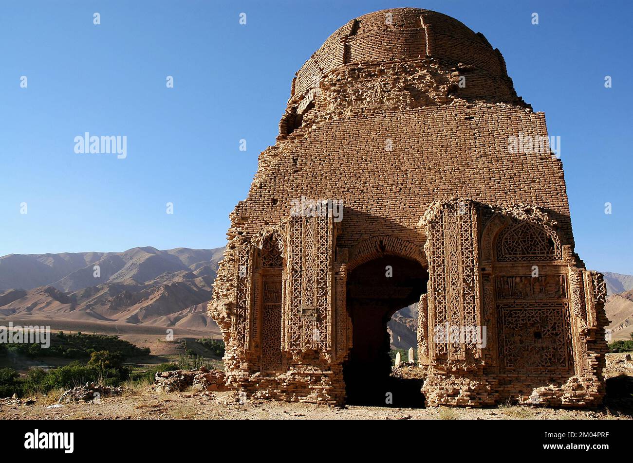Chisht-e-Sharif, Herat Province, Afghanistan. One of two brick domes ...