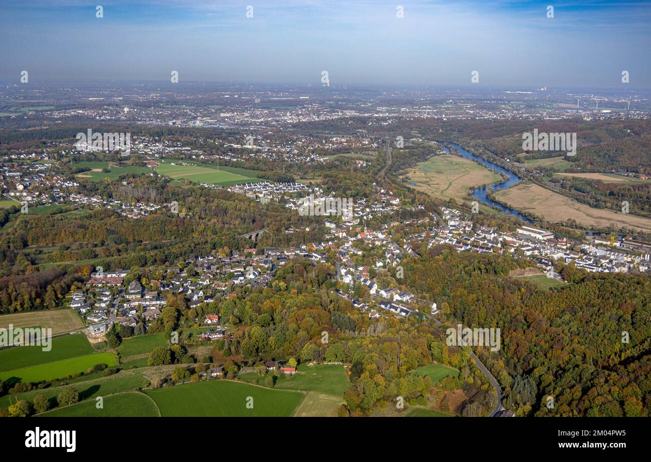 Aerial view, town view district Wengern, river Ruhr, Ruhraue Witten ... Aerial view, town view district Wengern, river Ruhr, Ruhraue Witten ...
