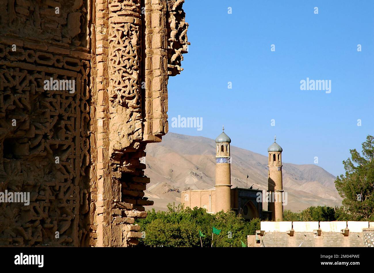Chisht-e-Sharif, Herat Province, Afghanistan. Detail of a brick dome ...