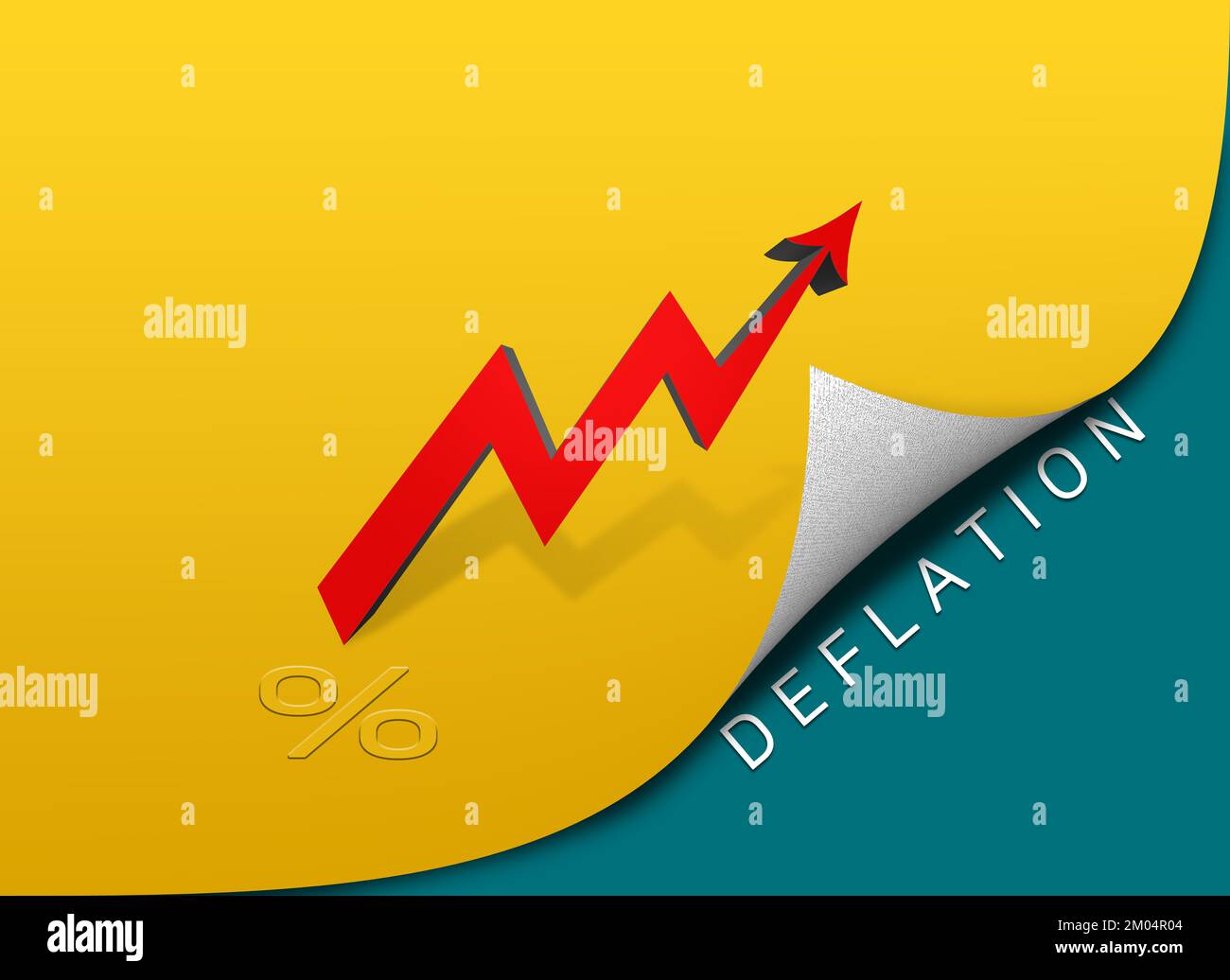 The concept of inflation and deflation, the red graph arrow, the ...