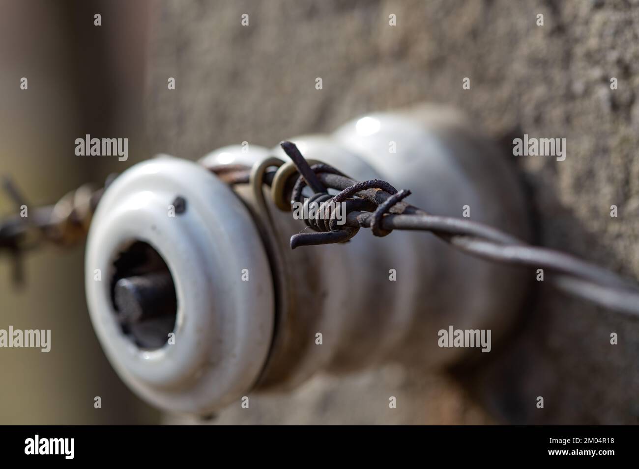Barbed wire. Barbed wire on fence at Auschwitz - Poland Stock Photo - Alamy