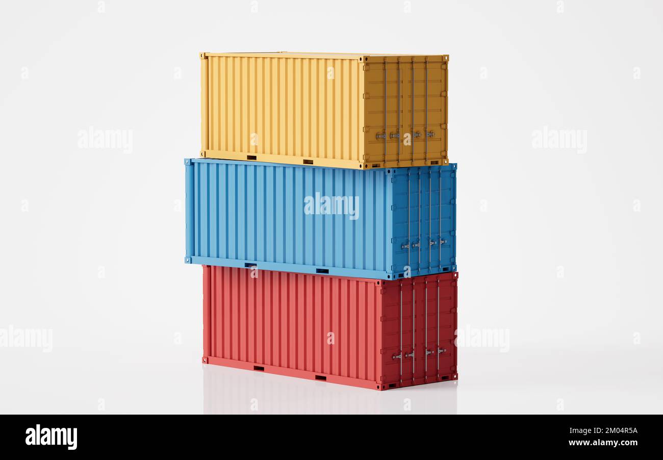 Cargo container, freight and export, 3d rendering. Digital drawing ...