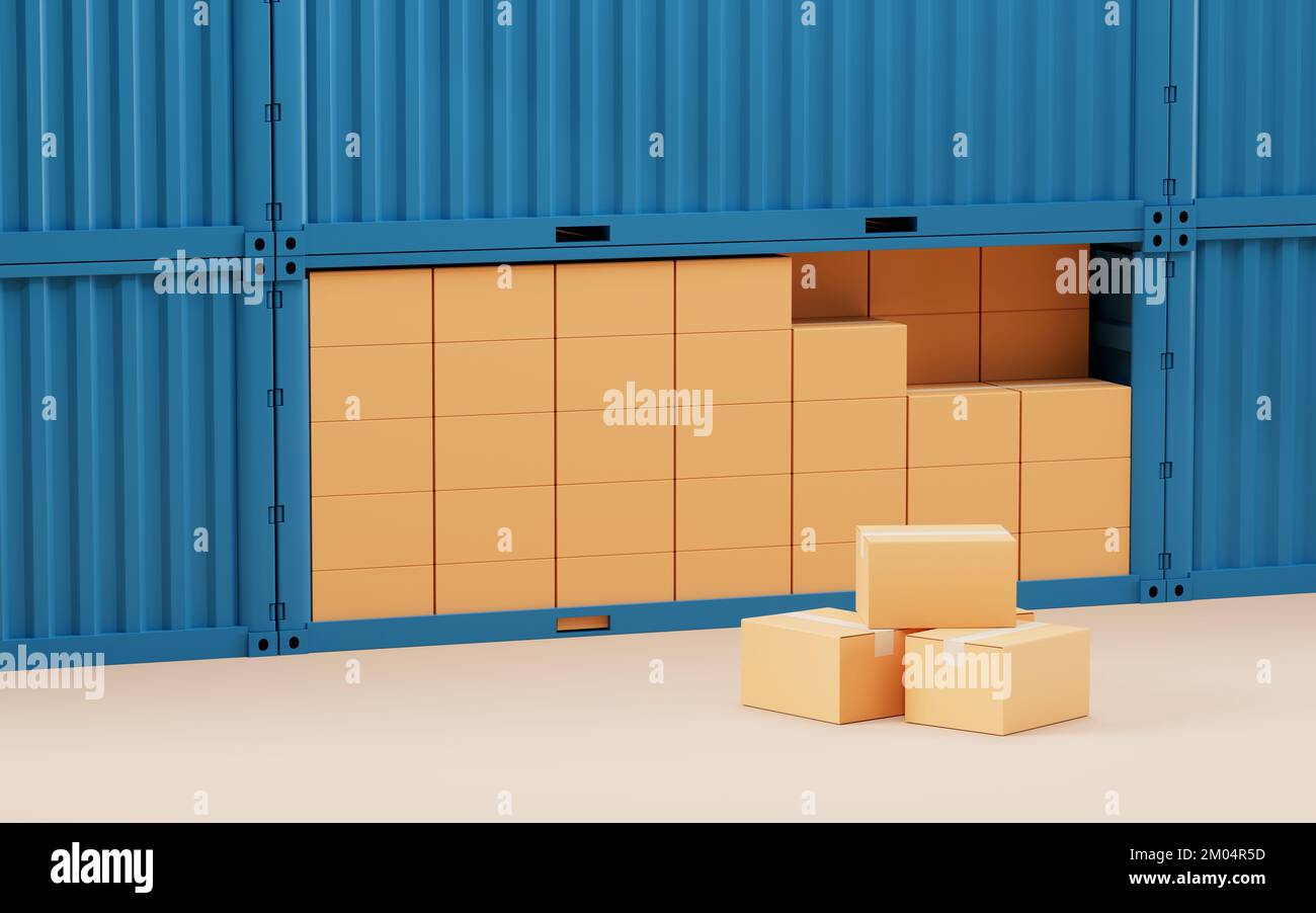 Packaging box and container, 3d rendering. Digital drawing Stock Photo ...