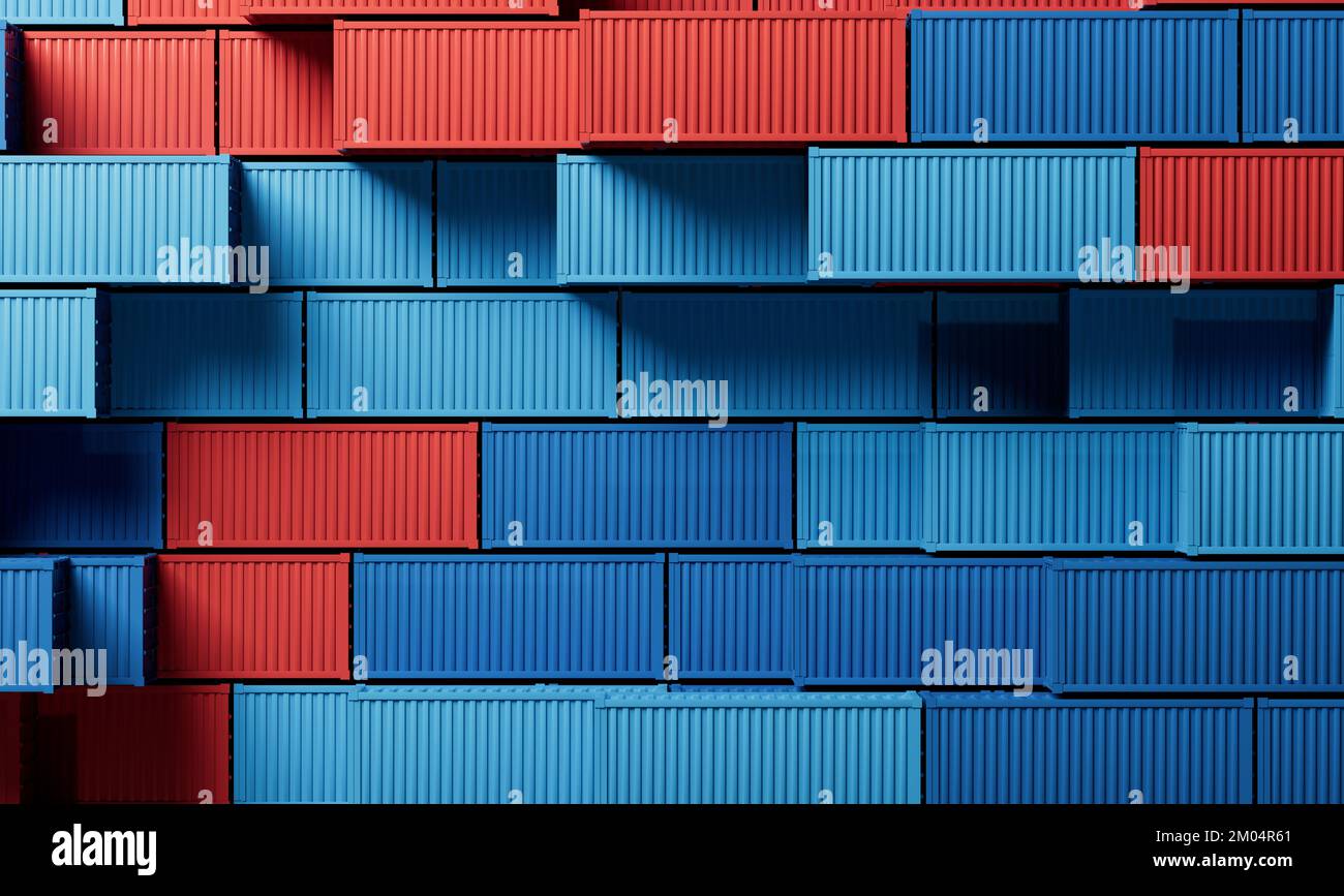 Cargo container, freight and export, 3d rendering. Digital drawing ...