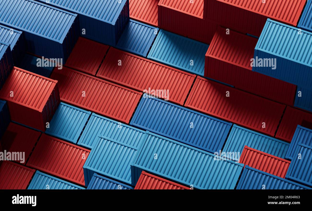 Cargo container, freight and export, 3d rendering. Digital drawing ...