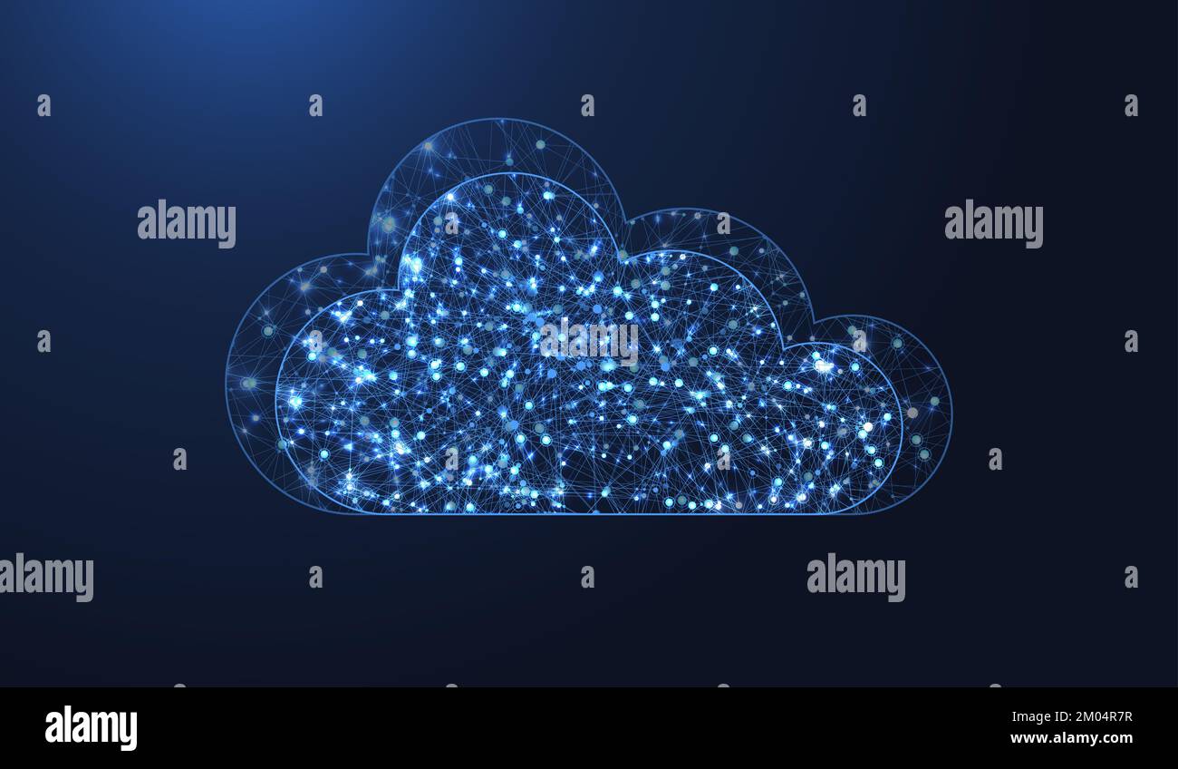 Cloud computing technology illustration. Polygonal wireframe cloud ... Cloud computing technology illustration. Polygonal wireframe cloud ...