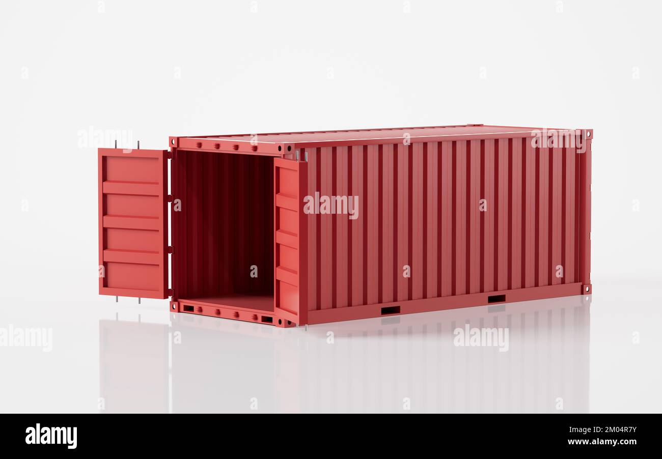 Cargo container, freight and export, 3d rendering. Digital drawing ...