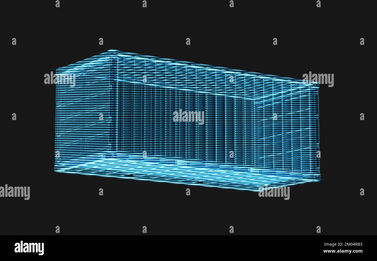 Cargo container with holographic style, freight and export, 3d ...