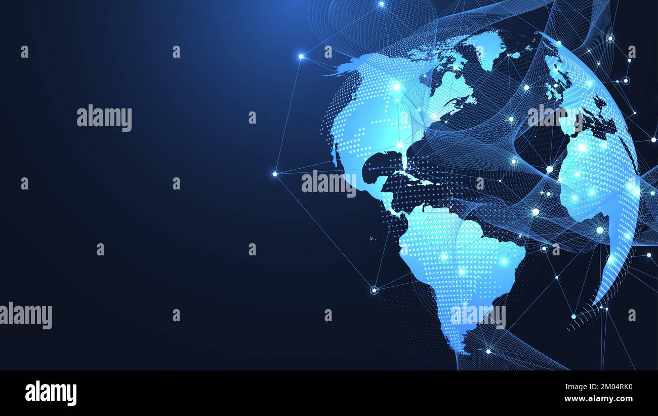 Global network connection concept. Big data visualization. Social ...