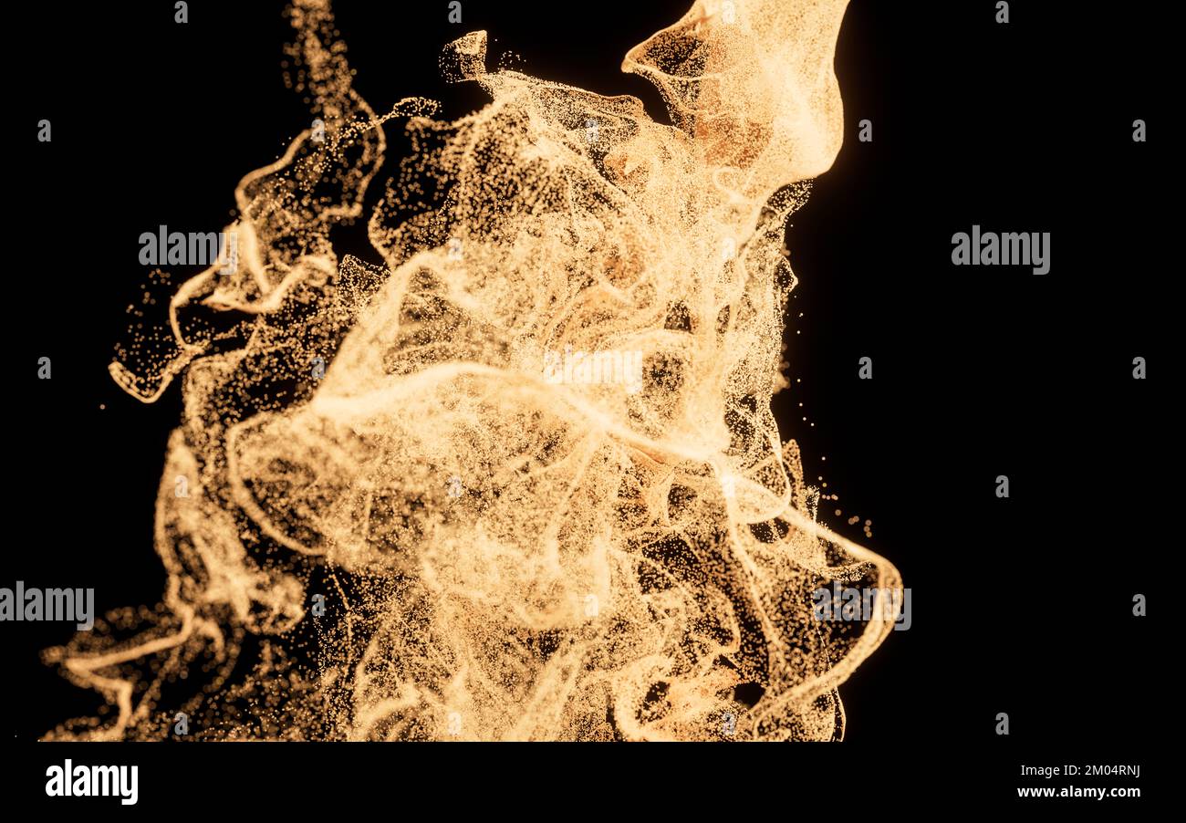 Abstract wave particles, diffuse powder, 3d rendering. Digital drawing ...