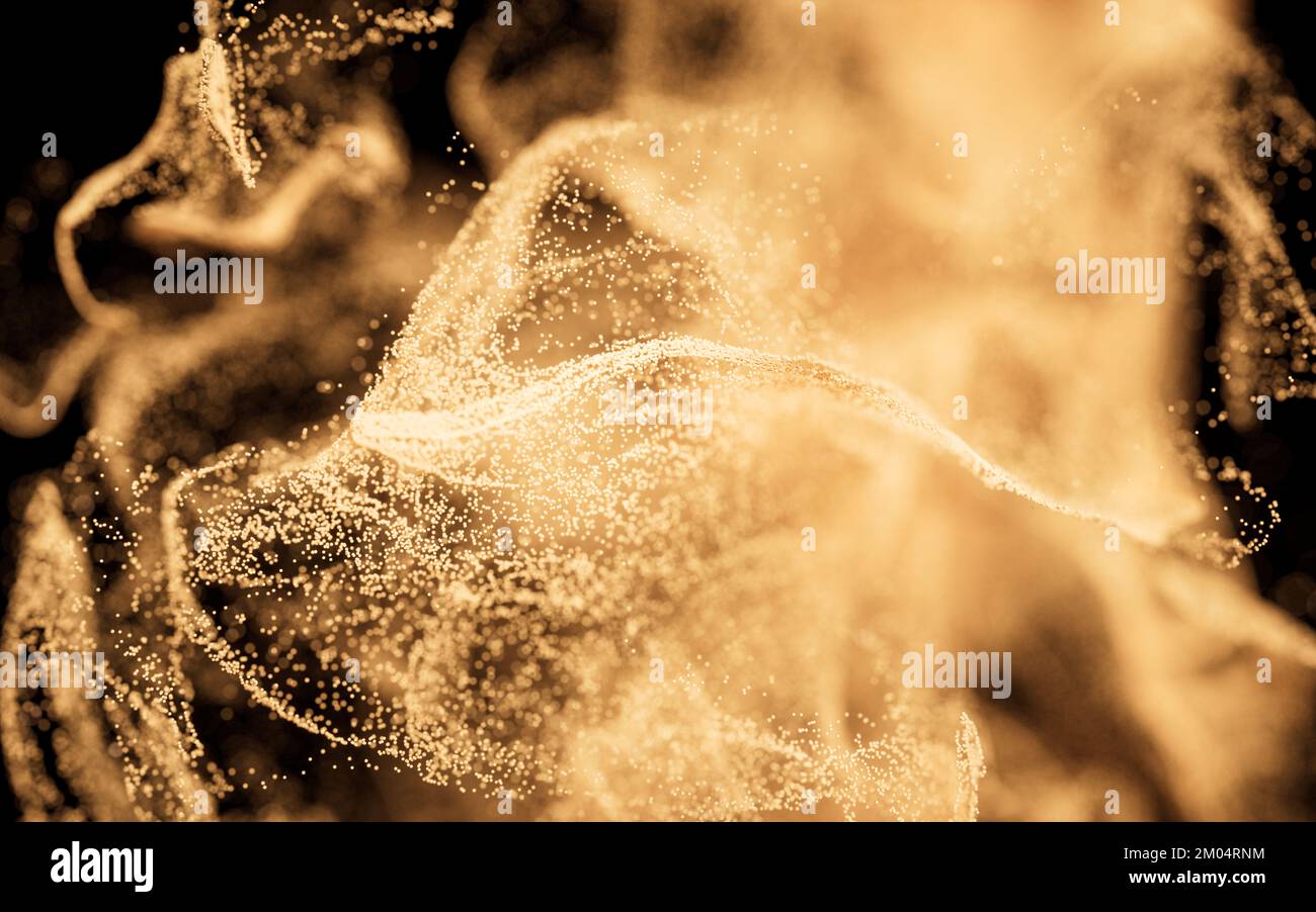 Abstract wave particles, diffuse powder, 3d rendering. Digital drawing ...