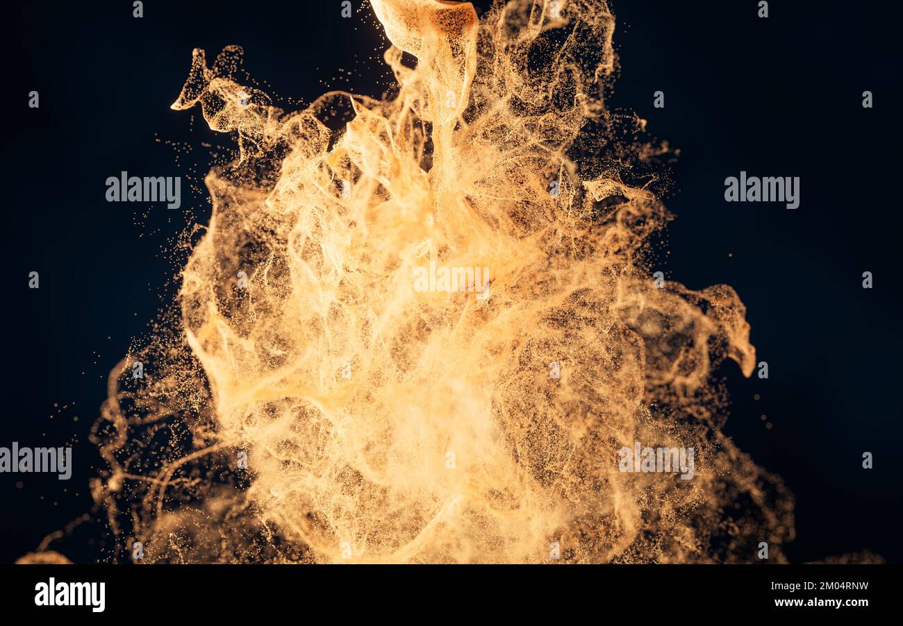 Abstract wave particles, diffuse powder, 3d rendering. Digital drawing ...