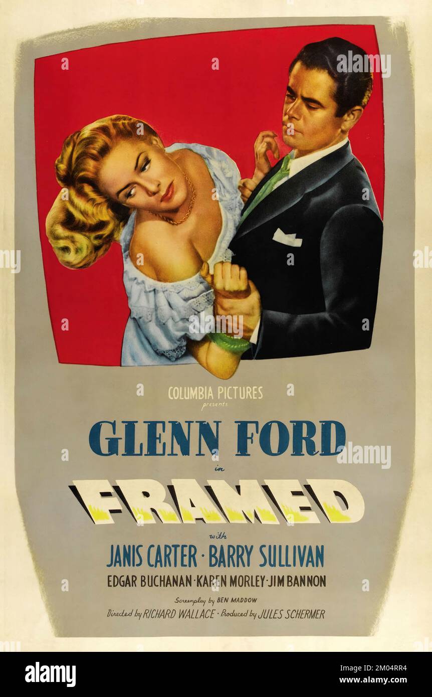 GLENN FORD and JANIS CARTER in FRAMED (1947), directed by RICHARD ...