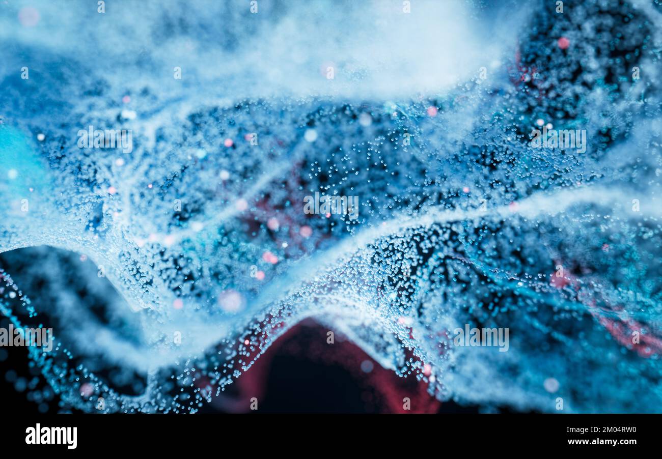 Abstract wave particles, diffuse powder, 3d rendering. Digital drawing ...