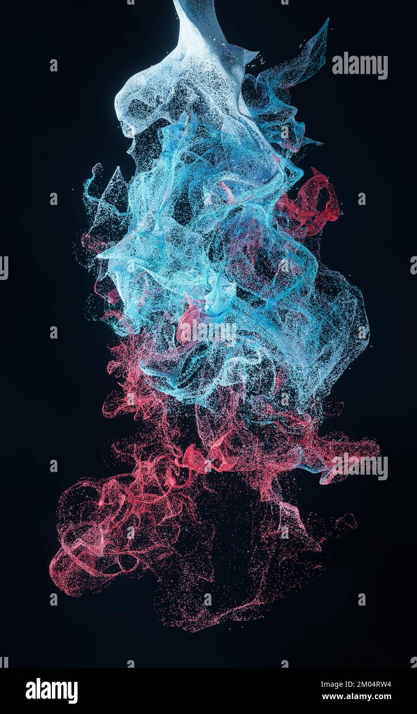 Abstract wave particles, diffuse powder, 3d rendering. Digital drawing ...