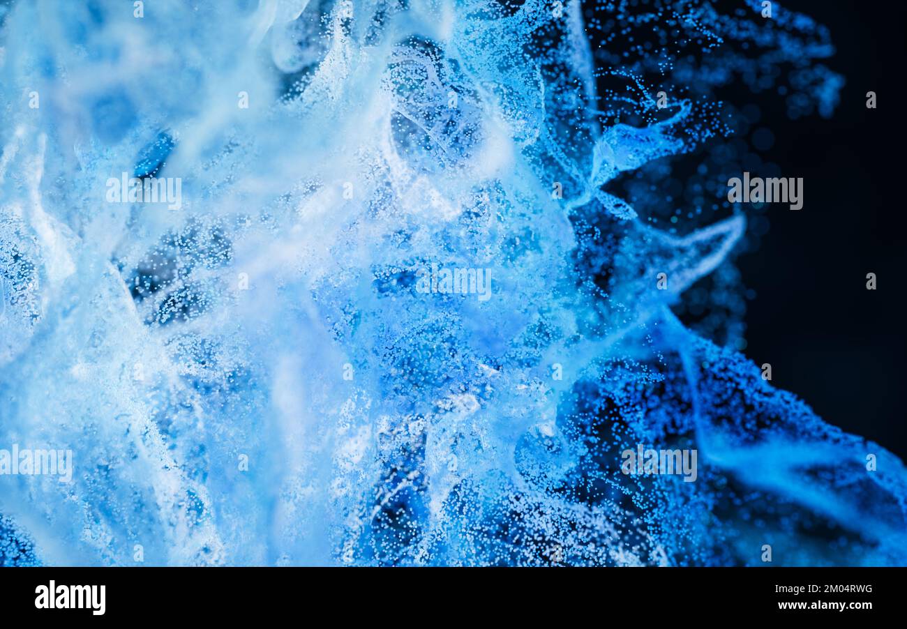 Abstract wave particles, diffuse powder, 3d rendering. Digital drawing ...