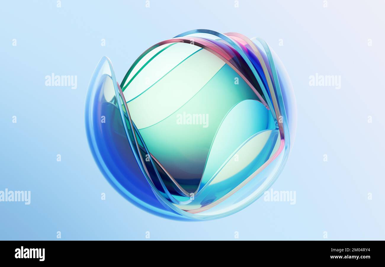 Gradient transparent curve glass, 3d rendering. Digital drawing Stock ...