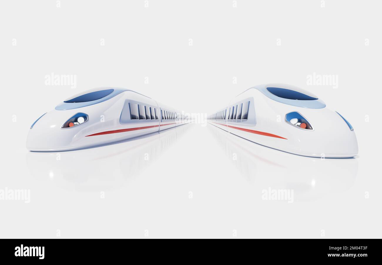 White high speed railway bullet train, 3d rendering. Digital drawing ...
