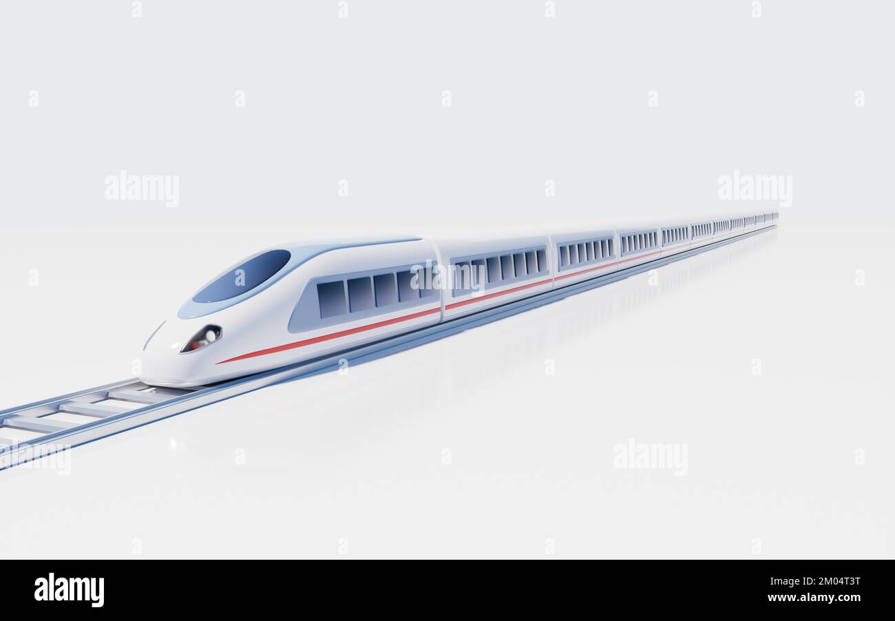 White high speed railway bullet train, 3d rendering. Digital drawing ...