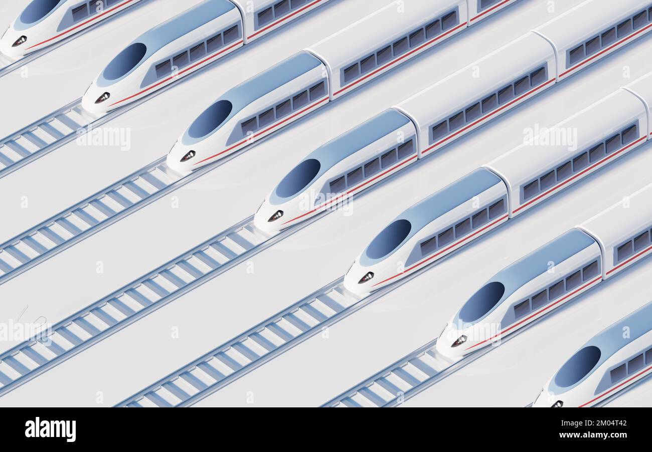 White high speed railway bullet train, 3d rendering. Digital drawing ...
