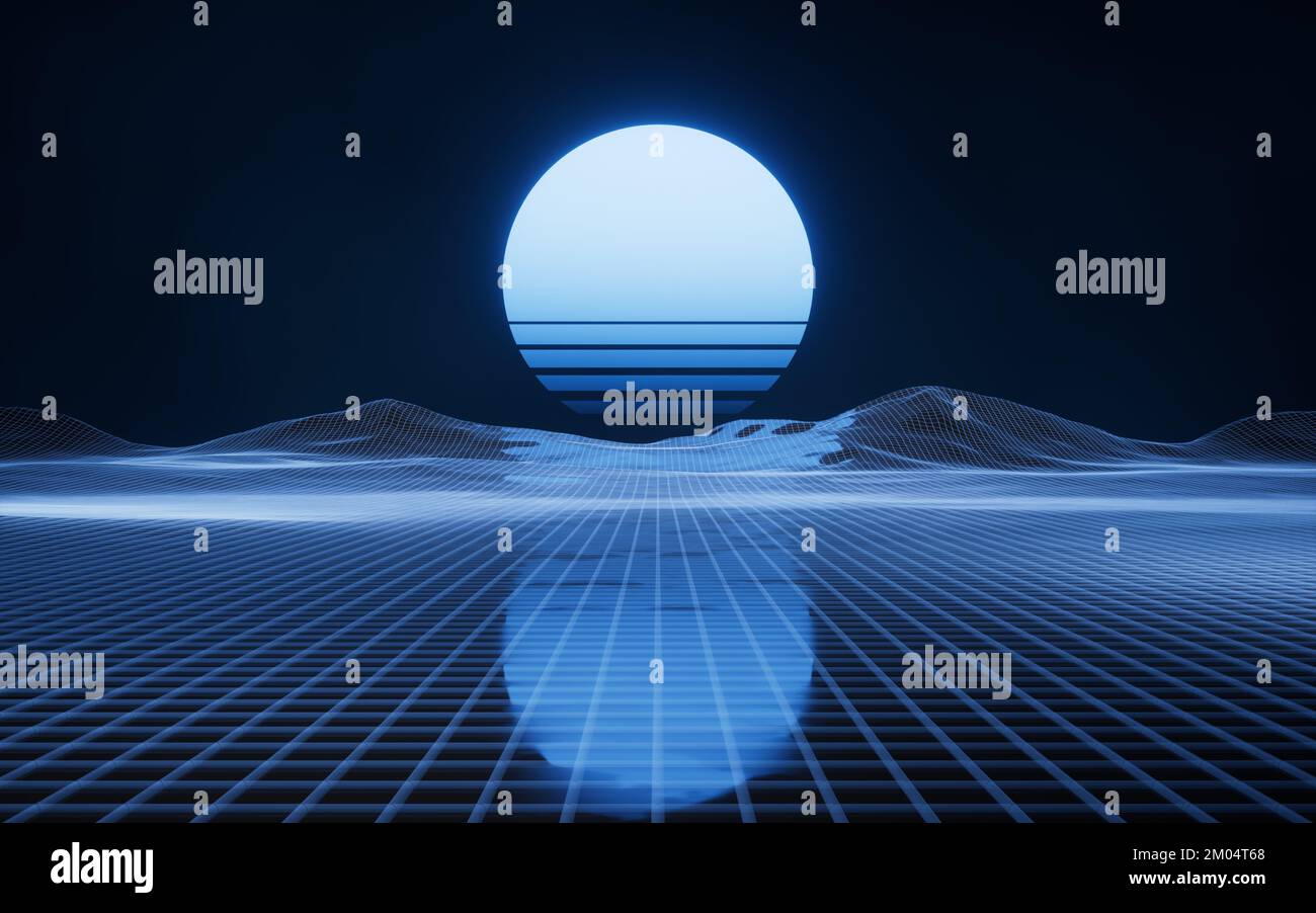 Digital space and moonlight, 3d rendering. Digital drawing Stock Photo ...
