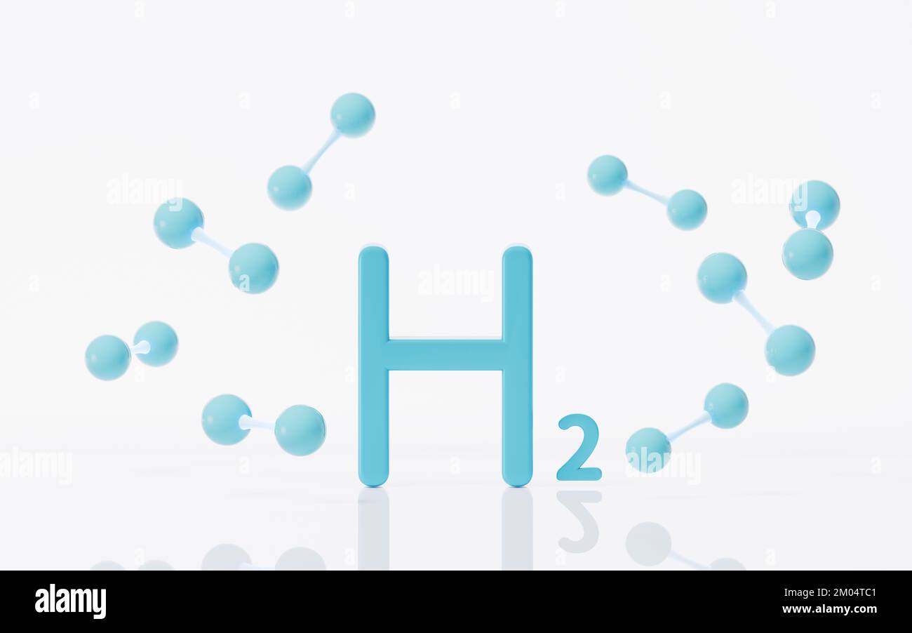 Hydrogen and molecules, 3d rendering. Digital drawing Stock Photo - Alamy
