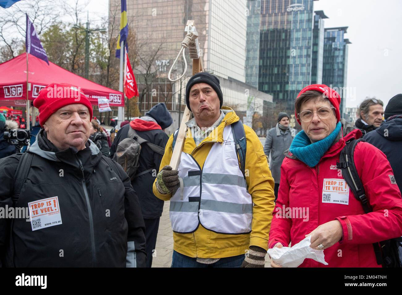 People gather for a protest action of the 'Trop is te veel' (Too much ...