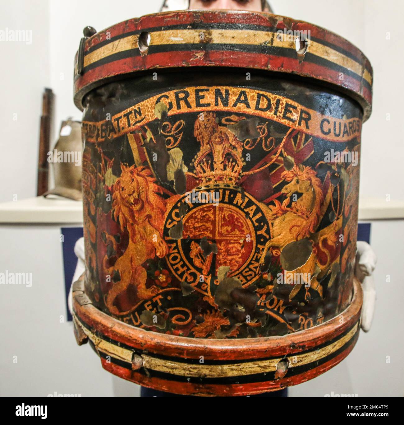 London UK 4 December 2022 A painted regimental drum of the 3rd ...
