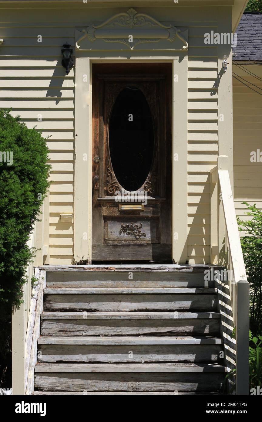 Typical wooden stairs leading up to a colonial home Stock Photo - Alamy
