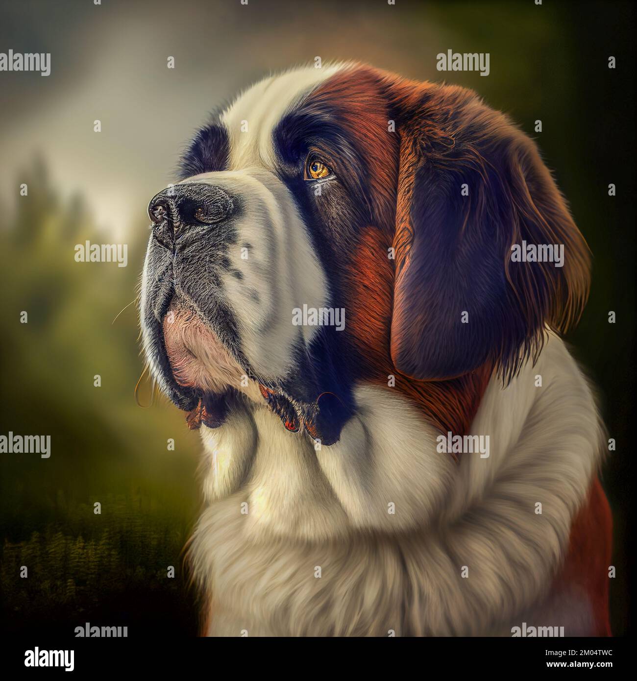 Portrait of a saint bernard dog illustration Stock Photo - Alamy