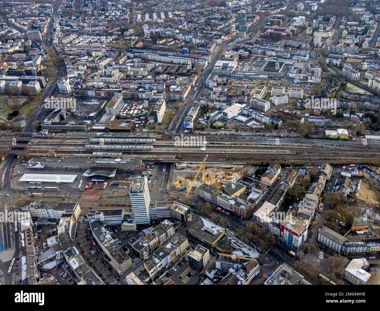 Aerial view, construction site and new building parking garage P7 at the main station in the ...