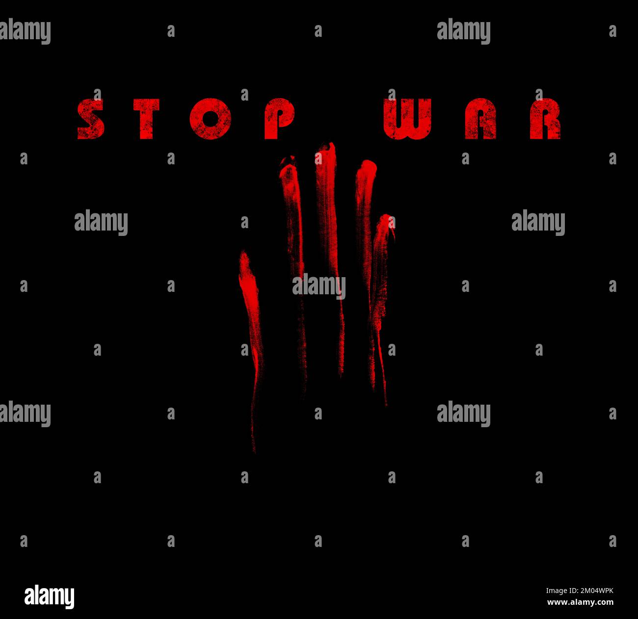 Stop war with bloody handprints Stock Photo - Alamy