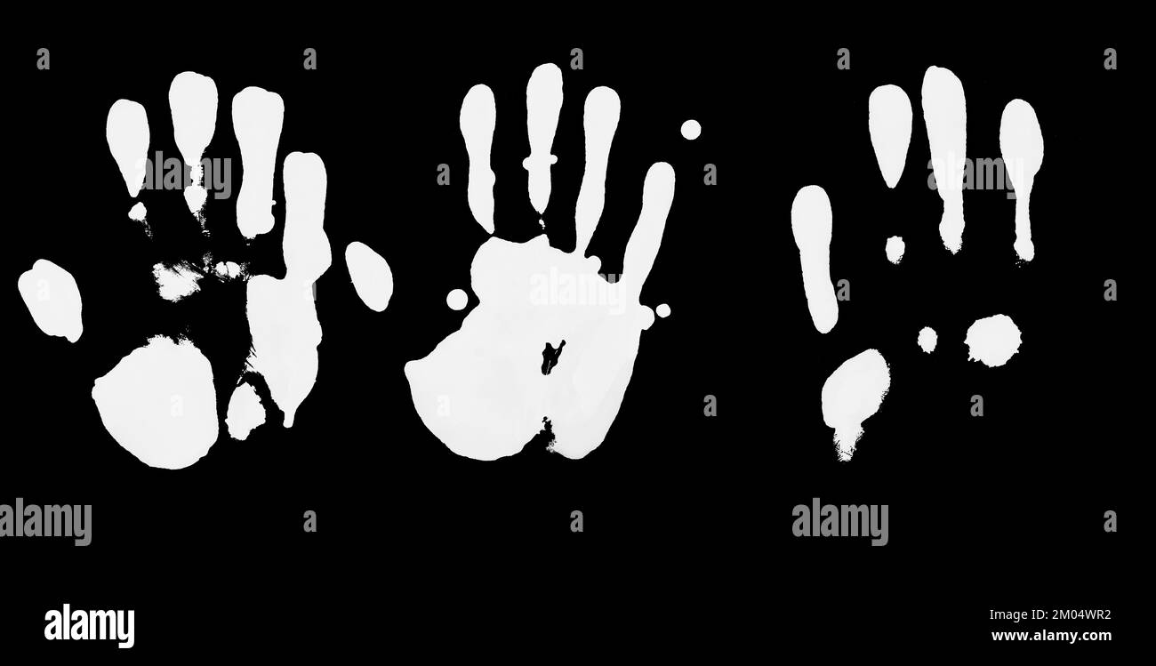 3 deferent handprint, texture handprint, handprint on black background ...