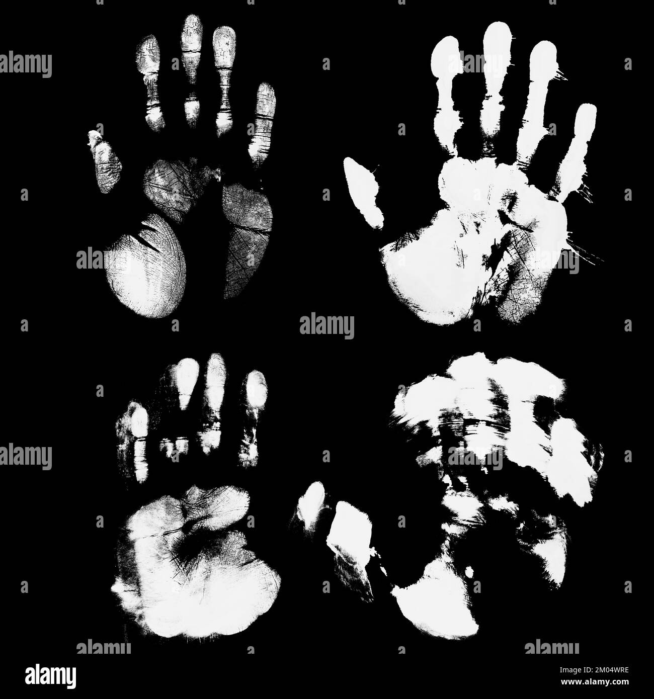 4 differenthandprint, texture handprint, handprint on black background ...
